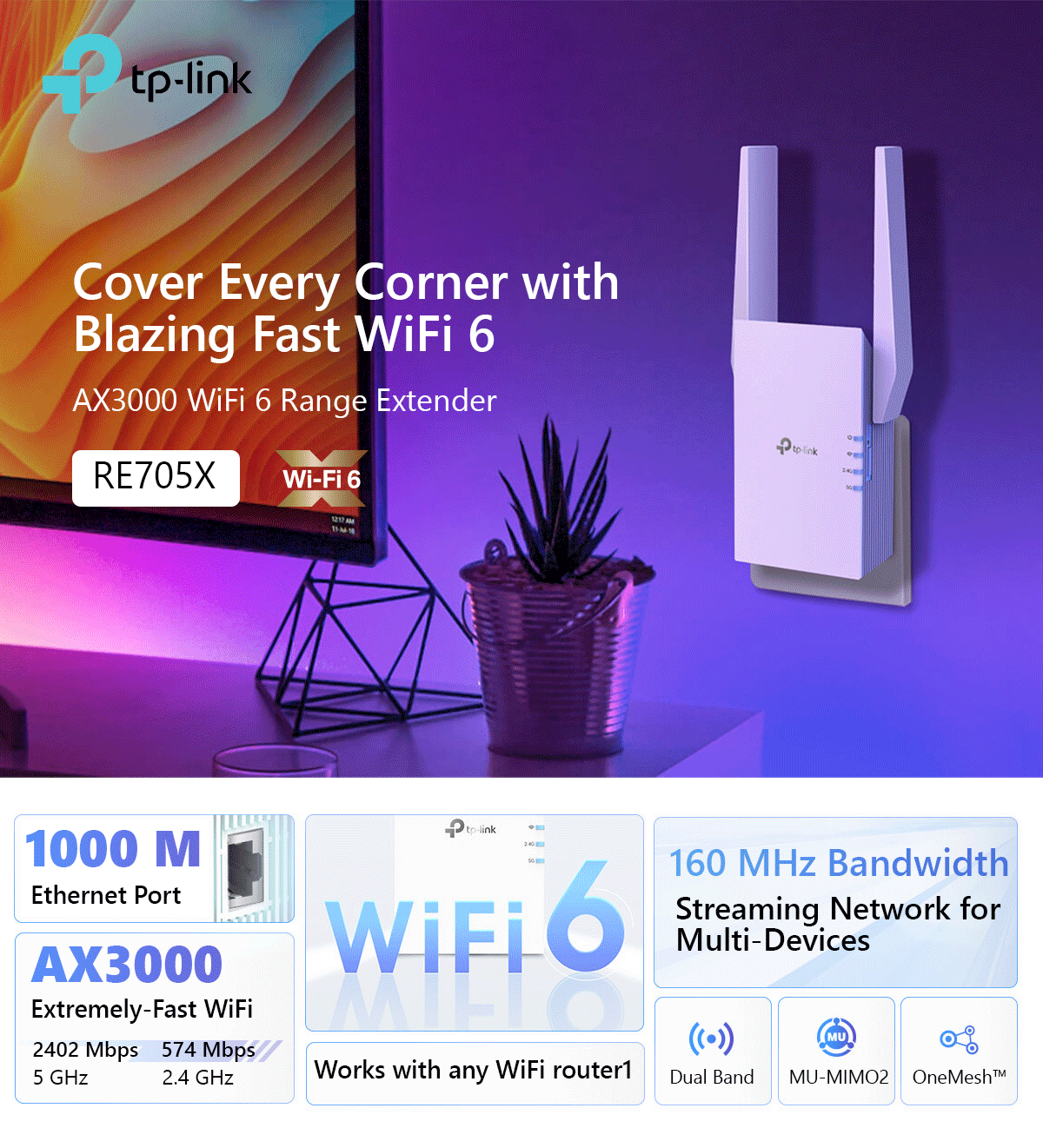 Jual TP-Link RE705X | AX3000 WiFi 6 Extender | Mesh | Dual Band | 3 ...