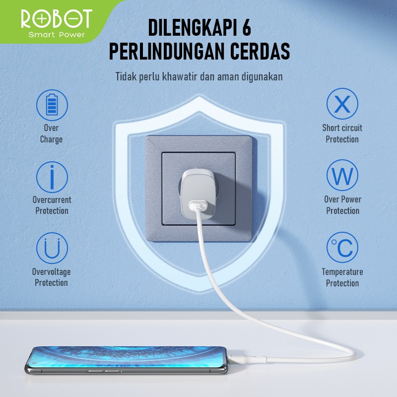 Jual ROBOT Charger RT-L2 Single Port Quick Charging 18W QC3.0 Original ...