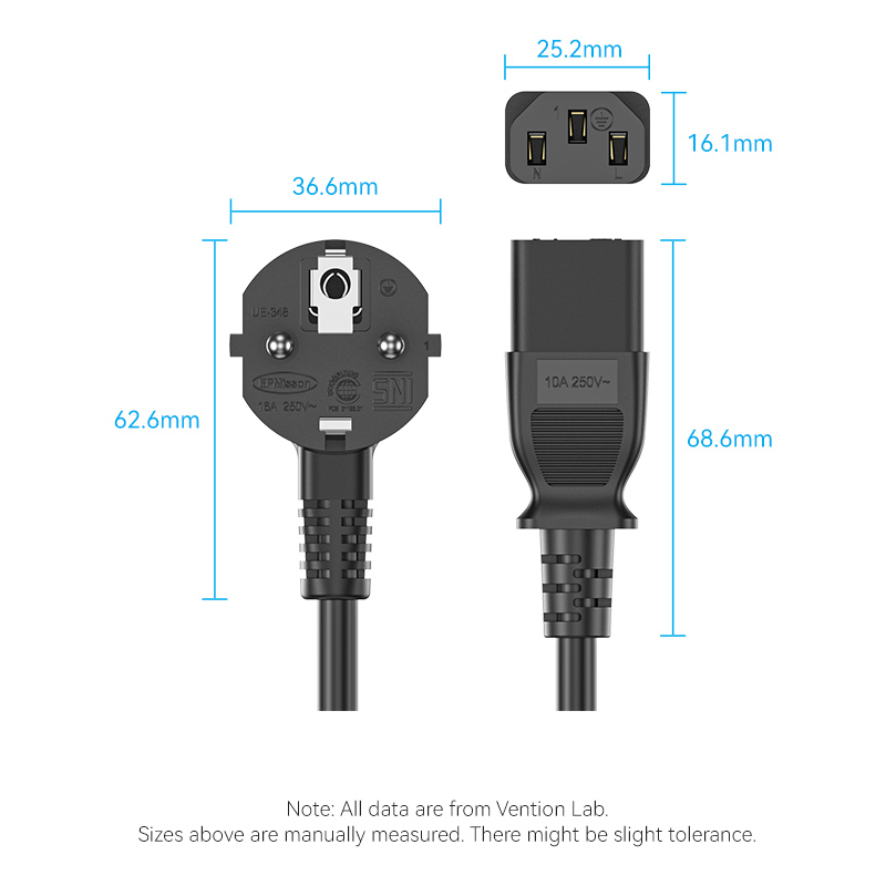 Jual Vention Kabel Power C13 Connector 3-Prong CPU PC Komputer UPS ...