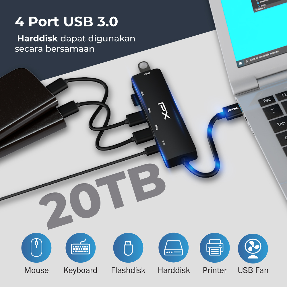 Jual USB Hub Converter USB 3.0 Connector Adaptor Laptop 5 in 1 PX ...