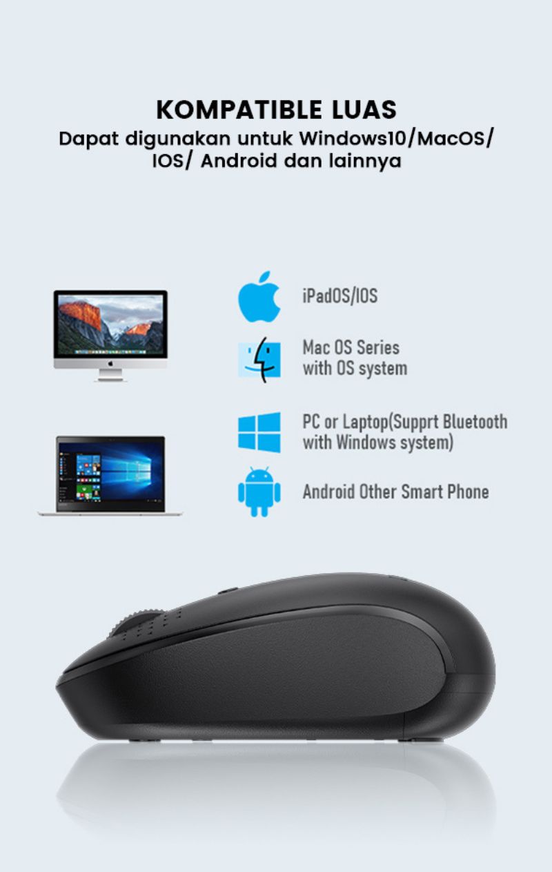 Jual ROBOT Mouse USB 2.4G Wireless & Bluetooth 5.0 Dual Mode Connection ...