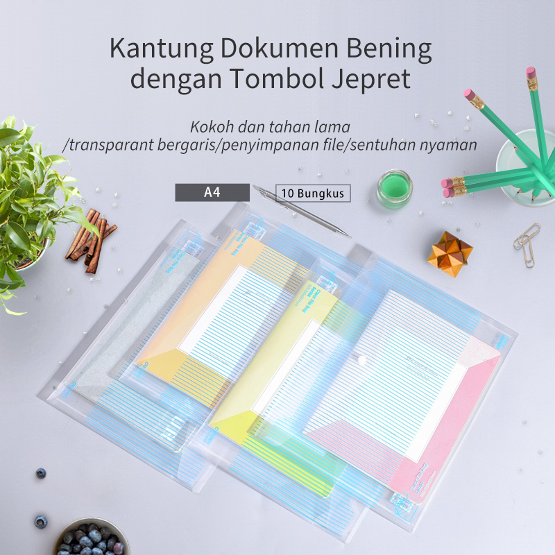 Jual Deli File Bag / Map Plastik Kancing / Tas Map Plastik A4 Anti Air ...