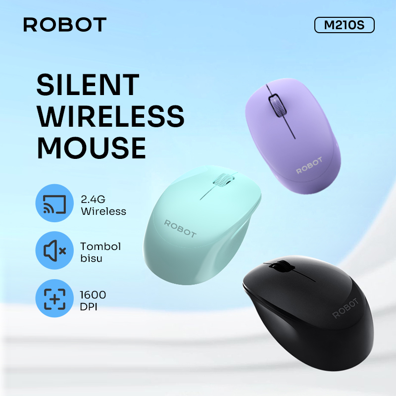 Jual ROBOT M210S 2.4G Wireless Silent Click Optical USB Mouse - Garansi Resmi 1 Tahun | Shopee ...