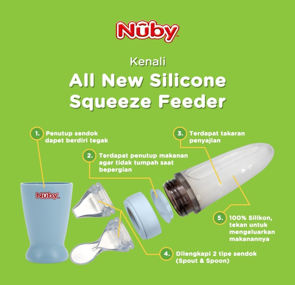 Jual Nuby Silicone Squeeze Feeder Spoon | Sendok Botol Makan MPASI Bayi 90mL | Shopee Indonesia
