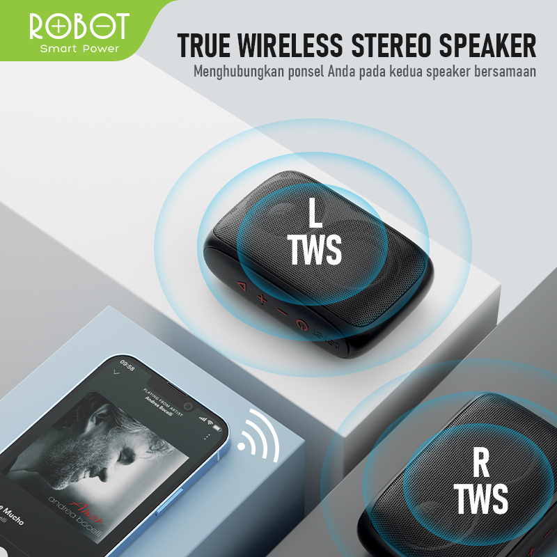 Jual ROBOT Speaker Bluetooth Mini Portable Ringan Wireless Bass Super Tipe RB110 Micro SD USB ...