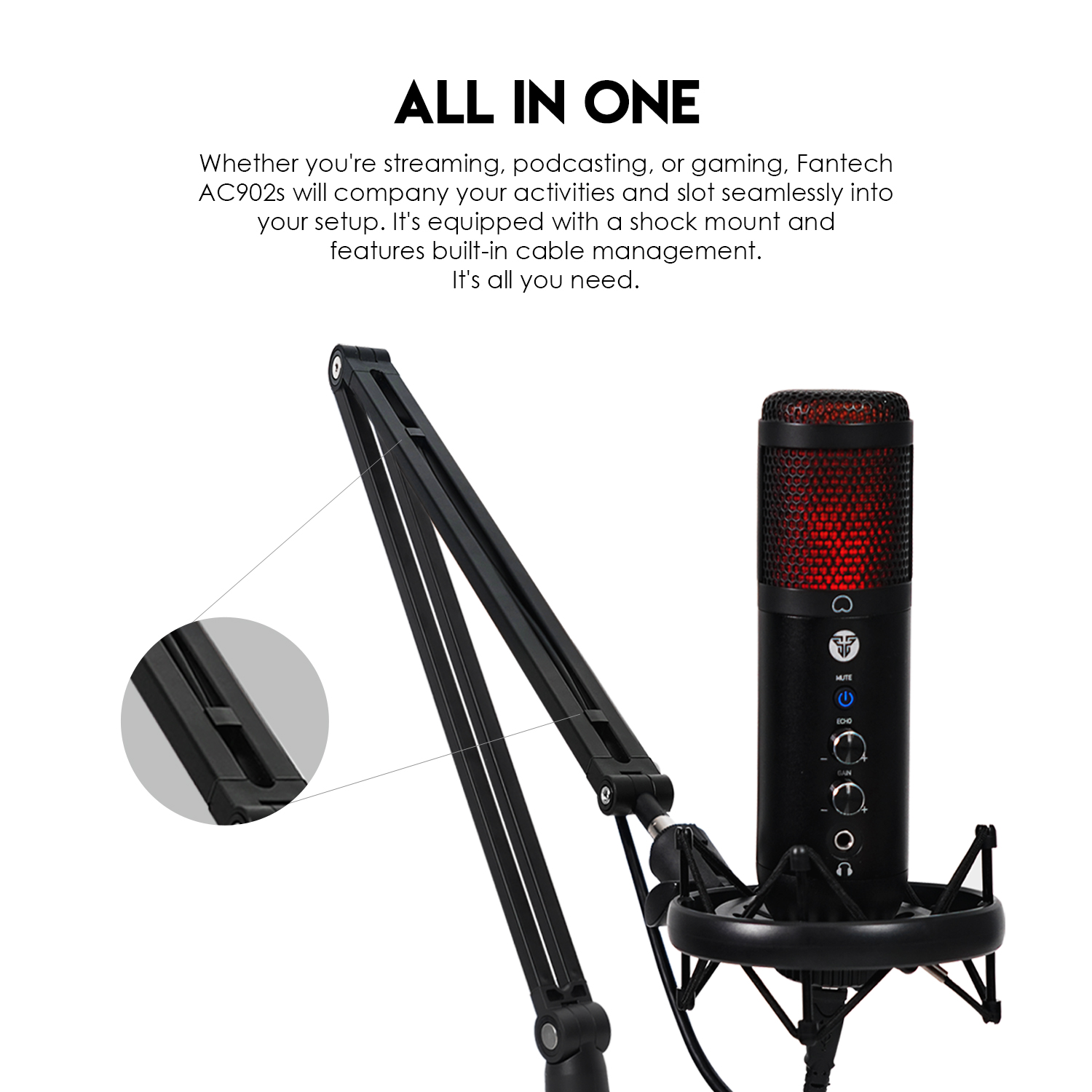 Jual Fantech Stand Mic Meja Boom Arm Adjustable AC902S for LEVIOSA ...