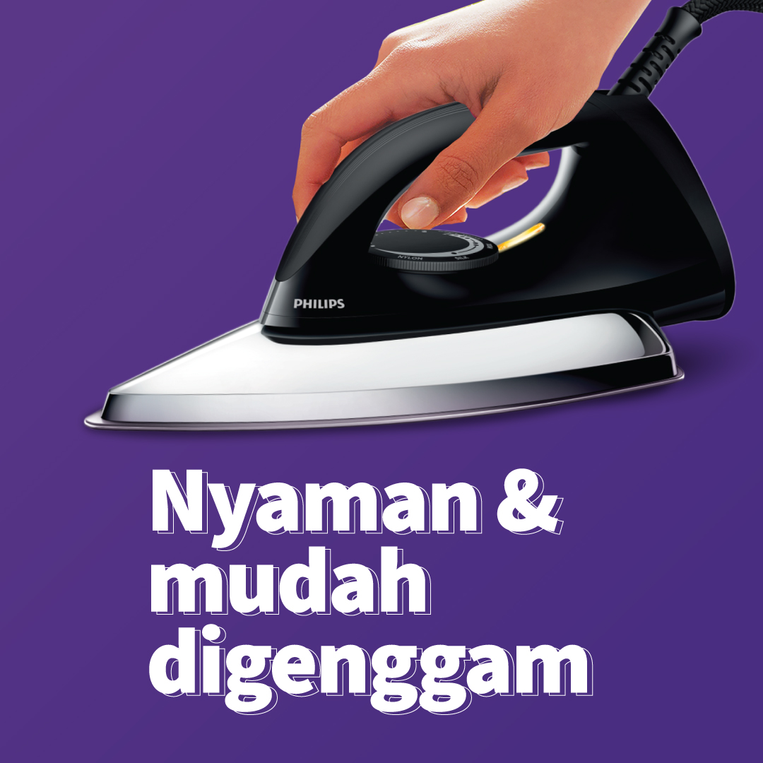 Jual Philips Setrika kering HD1173/80 Hitam, Ceramic 4 Lapis, Anti ...