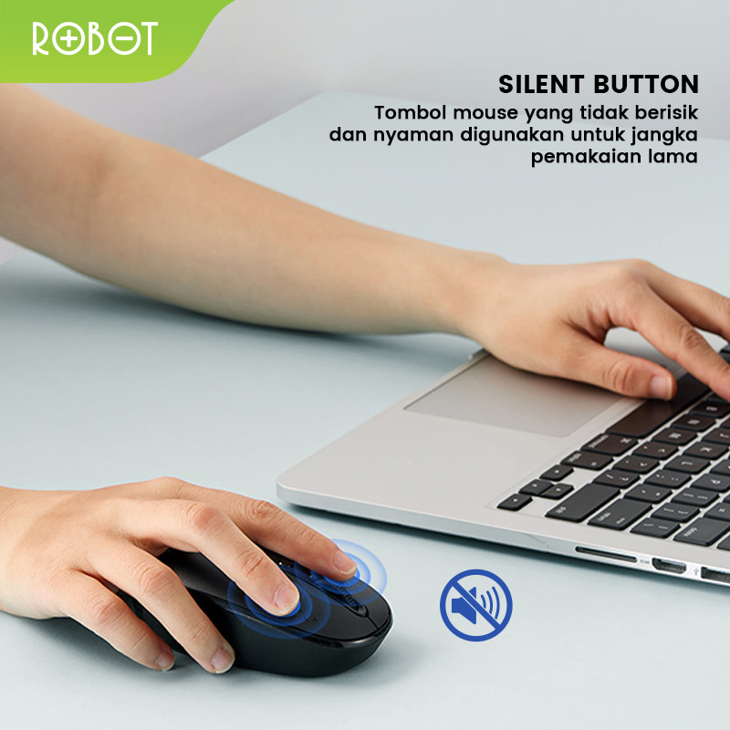 Jual ROBOT Mouse Wireless Tanpa Kabel Mode Bluetooth Silent Click USB 2 ...
