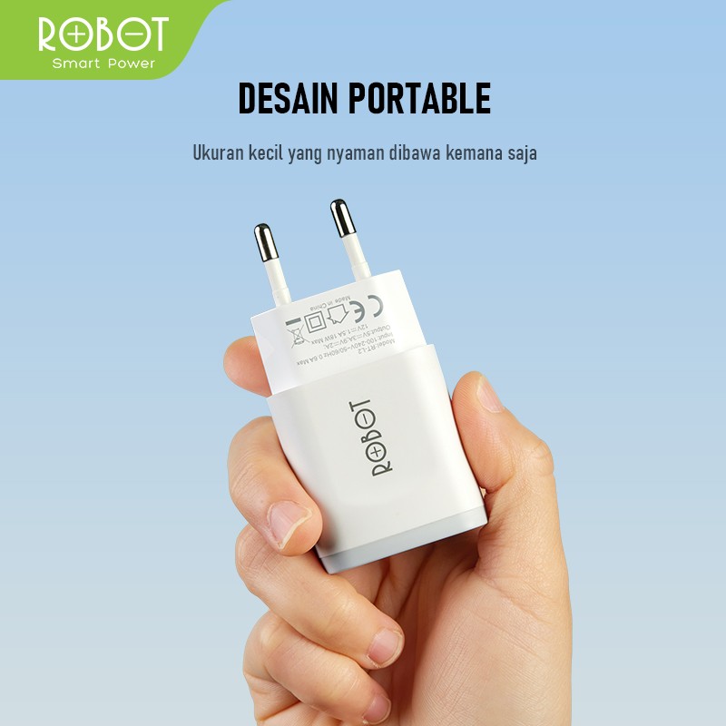 Jual ROBOT Charger RT-L2 Single Port Quick Charging 18W QC3.0 Original ...