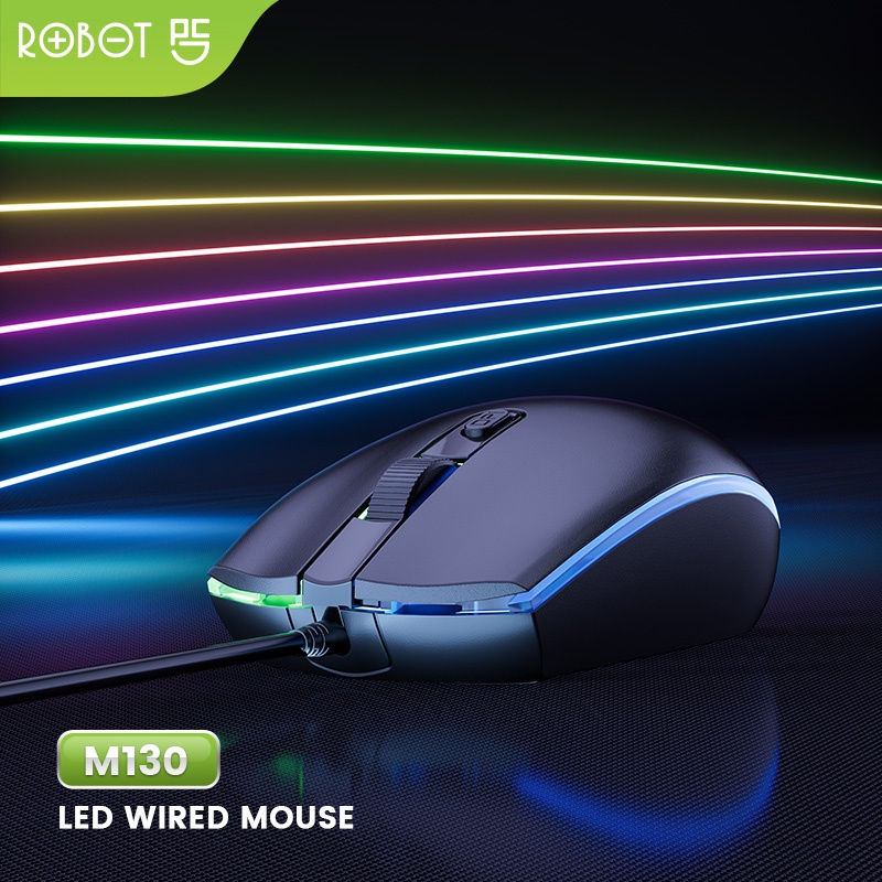 Jual ROBOT Mouse Wired Mouse Kabel Office Tipe M130 Colorful LED 3 ...