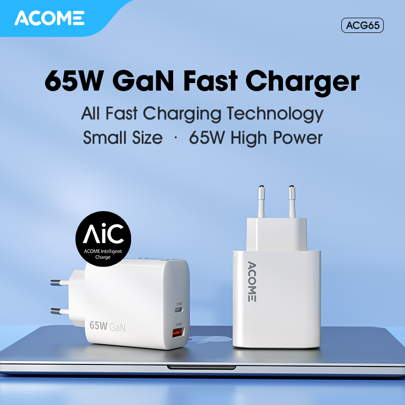 Jual ACOME Bundling Hemat Charger GaN 65W Dual Port Fast Charging ...
