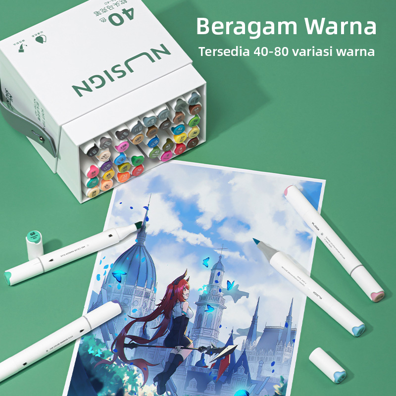 Jual Nusign Sketch Marker / Spidol Sketsa Dual Tip 40 60 80 Warna Non ...