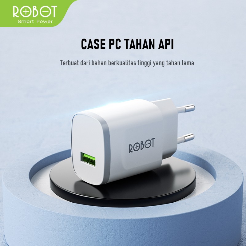 Jual ROBOT Charger RT-L2 Single Port Quick Charging 18W QC3.0 Original ...