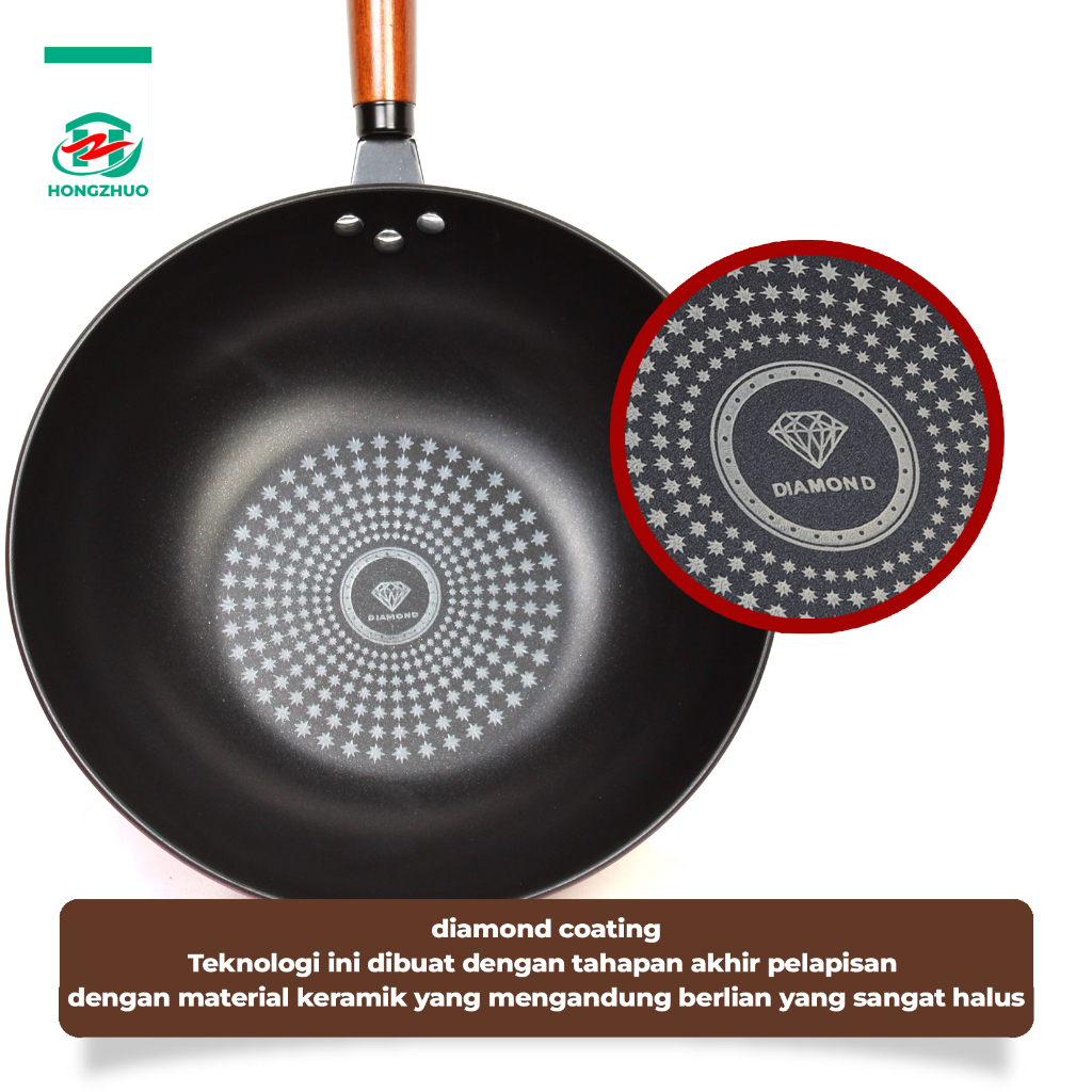 Jual Tifale by Hongzhuo Wajan Penggorengan Anti Lengket Batu Medis Ukuran 32 CM Diamond Wok Pan ...