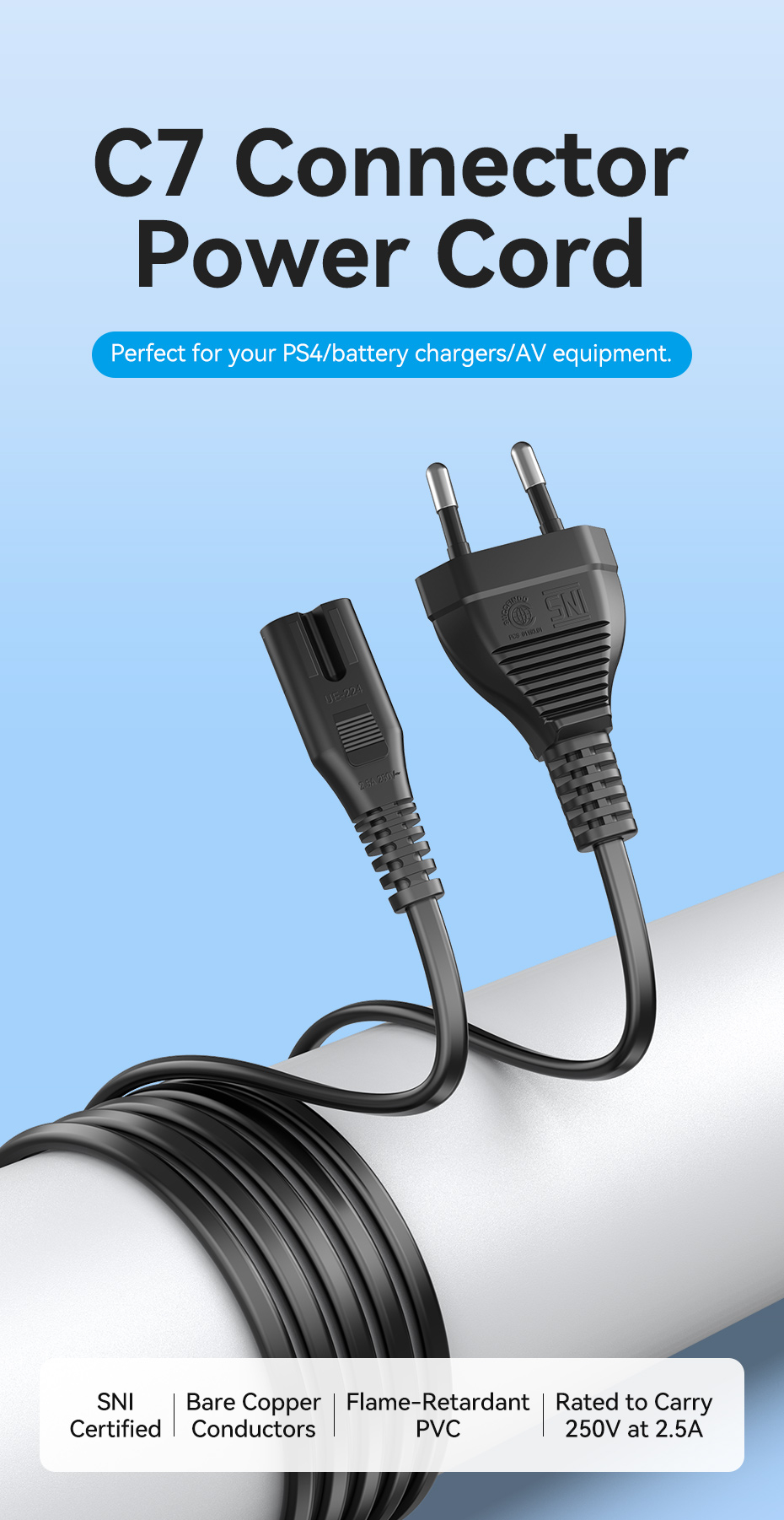 Jual Vention Kabel Power Printer C7 Connector Angka 8 Ac cord Ori ...