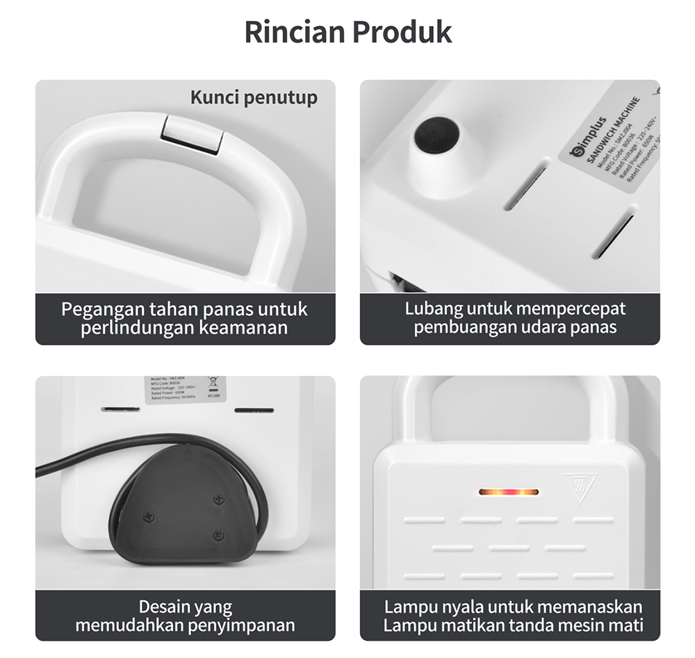 Jual Simplus Sandwich Maker Waffle Maker Doughnut Maker Cetakan Lepas ...