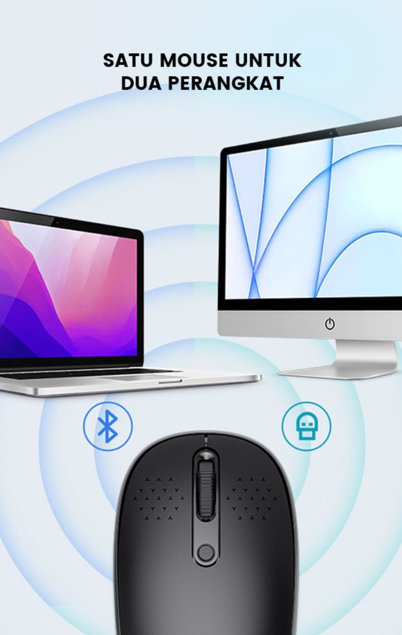 Jual ROBOT Mouse USB 2.4G Wireless & Bluetooth 5.0 Dual Mode Connection ...