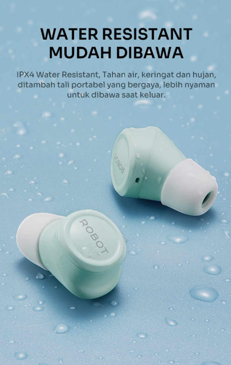 Jual ROBOT TWS True Wireless Bluetooth Earphone Airbuds T80 Water Resistant IPX 4 BT 5.3 ...