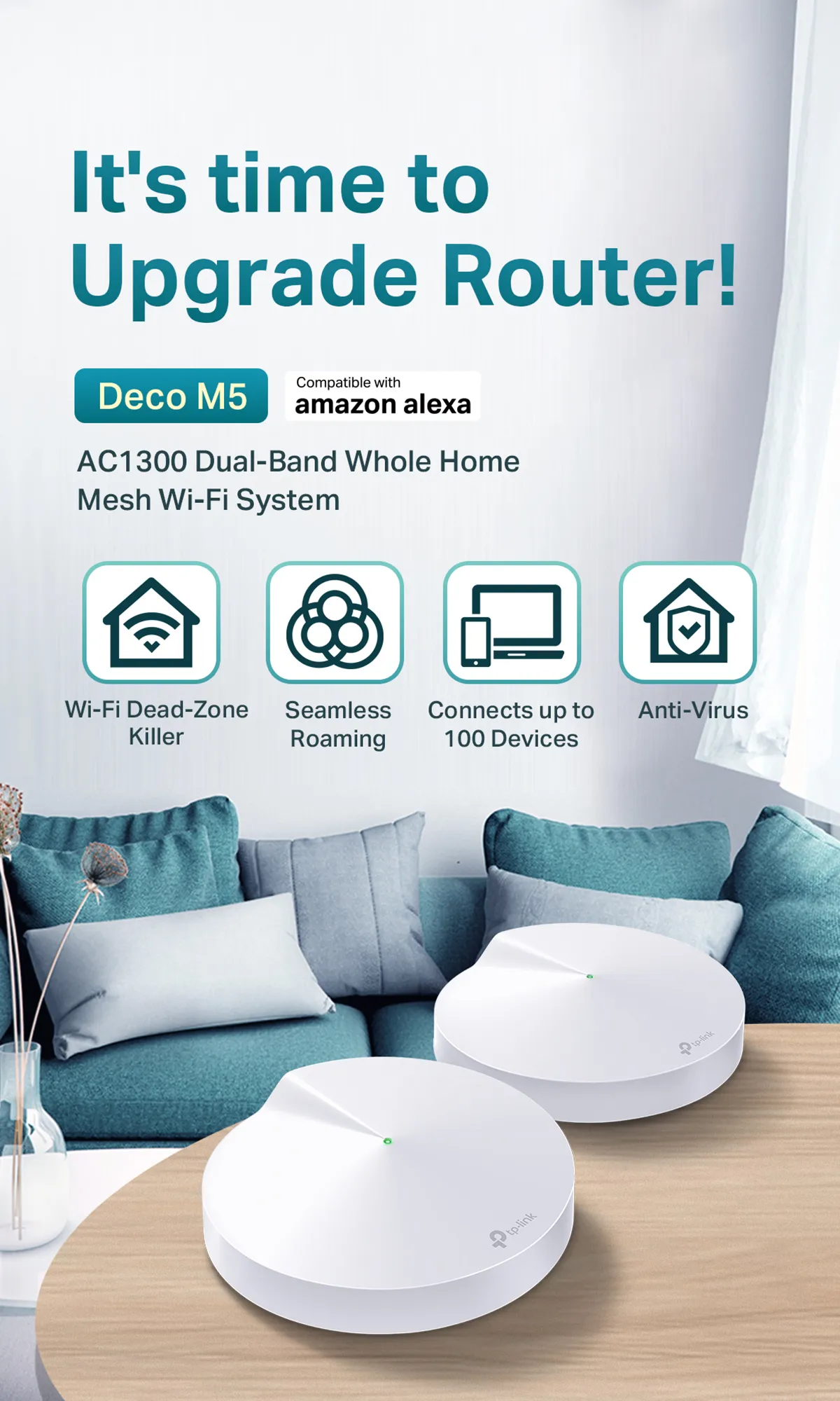 Jual TP-Link Deco M5 | AC1300 Mesh WiFi System | Dual Band | Gigabit | Router Extender | 1/2/3 ...