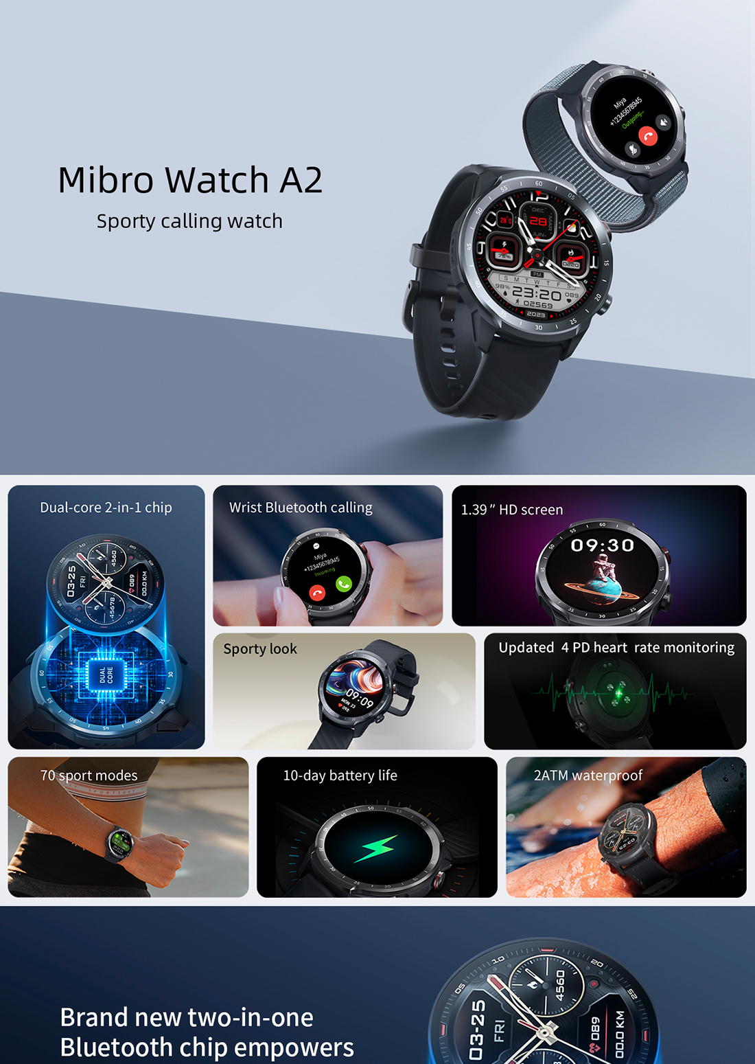 Jual Mibro Official A2 Smartwatch HD Screen Sport BT Call Watch Sports ...