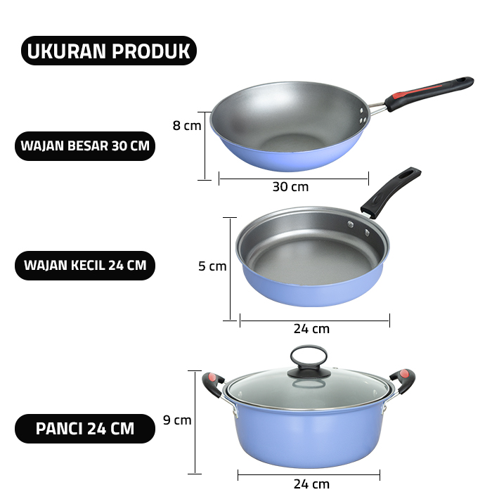 Jual GM Bear Panci Wajan Set isi 3pcs P0220 - Arria Panci Penggorengan Set | Shopee Indonesia