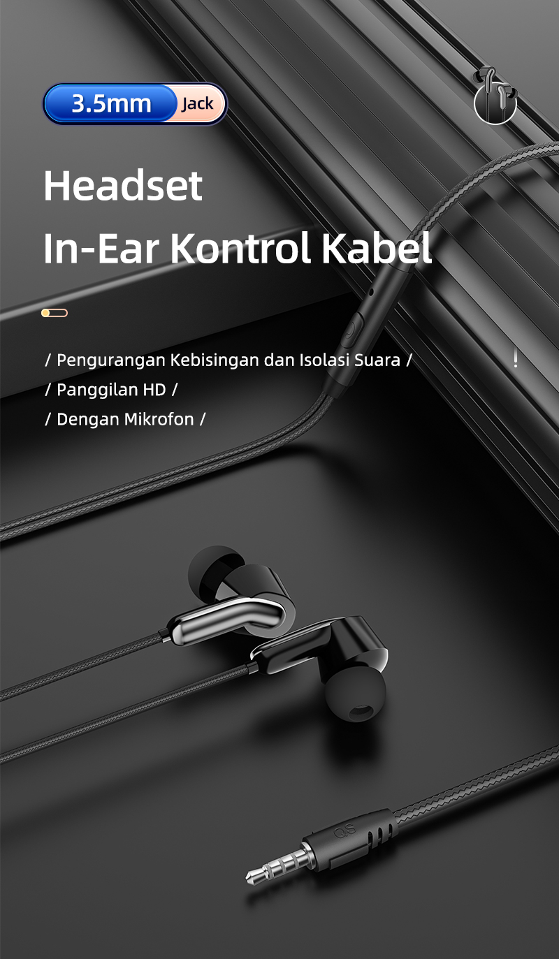 Jual Headset Kabel BASIKE In-Ear Super Bass Mic Built-In Kontrol Mudah ...