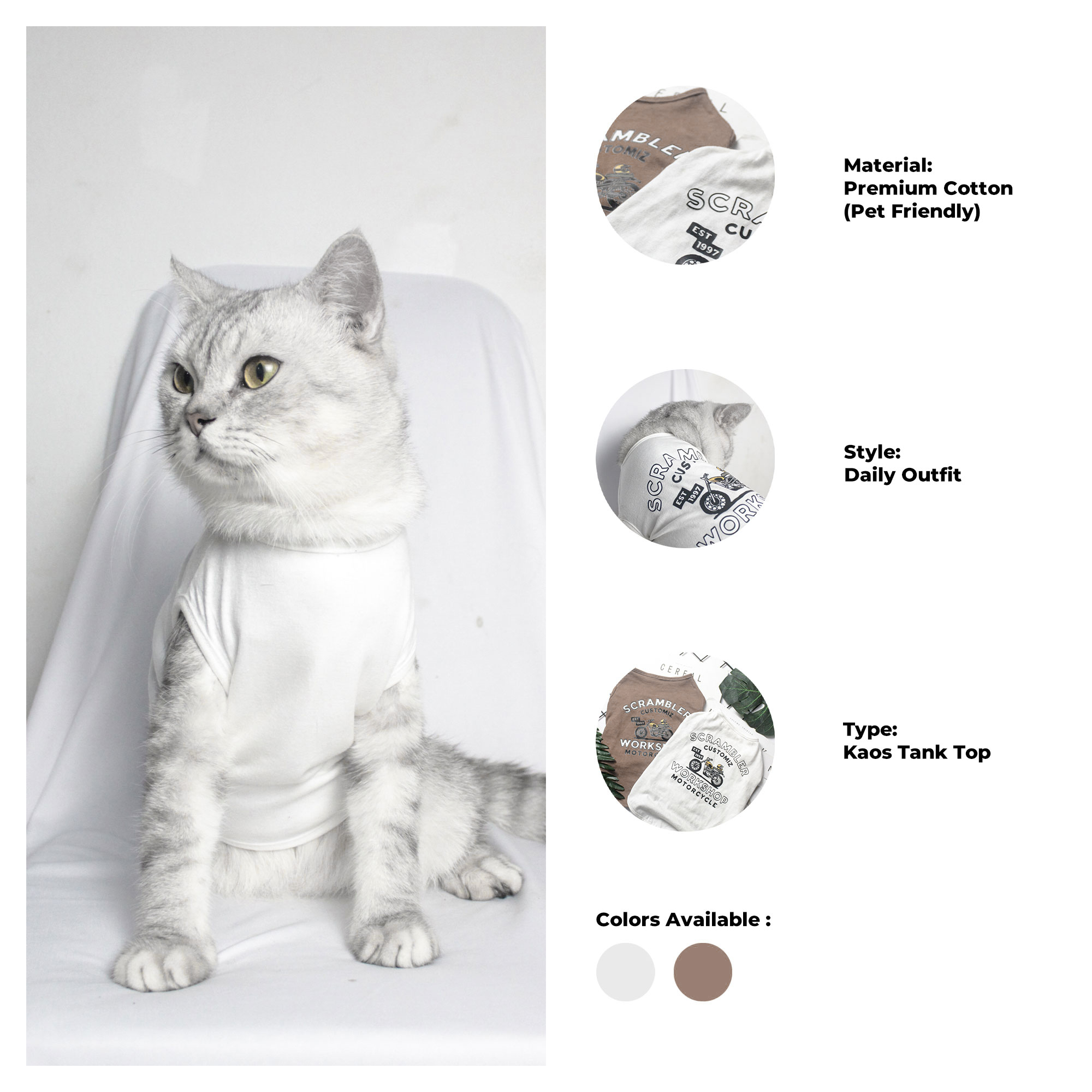 Jual Baju Kucing Anjing Lucu Cowok Cewek Murah - Bukipet Scrambler Tank Series | Shopee Indonesia