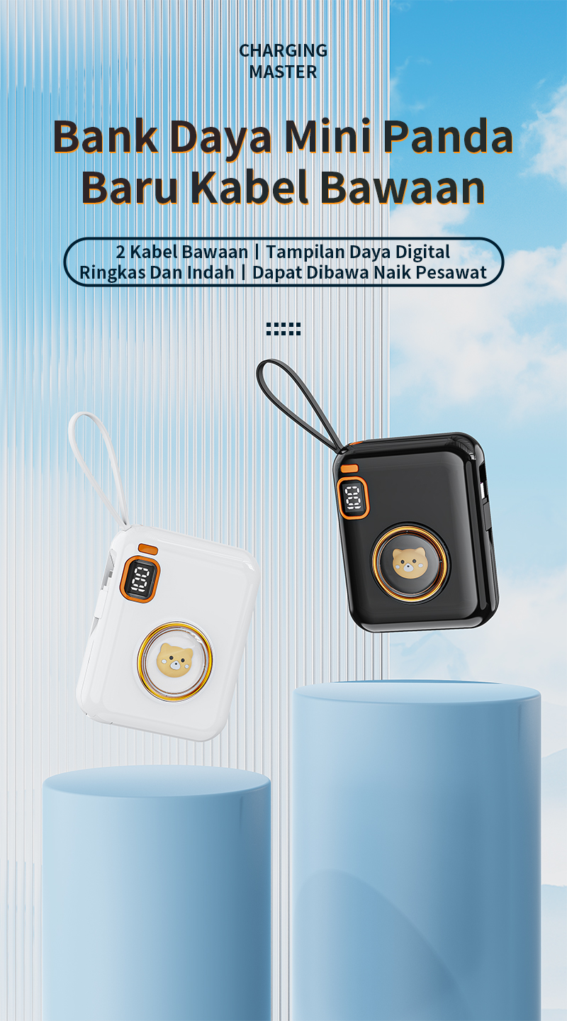 Jual BASIKE Powerbank Mini Original Panda Lucu with Kabel USB Type C ...