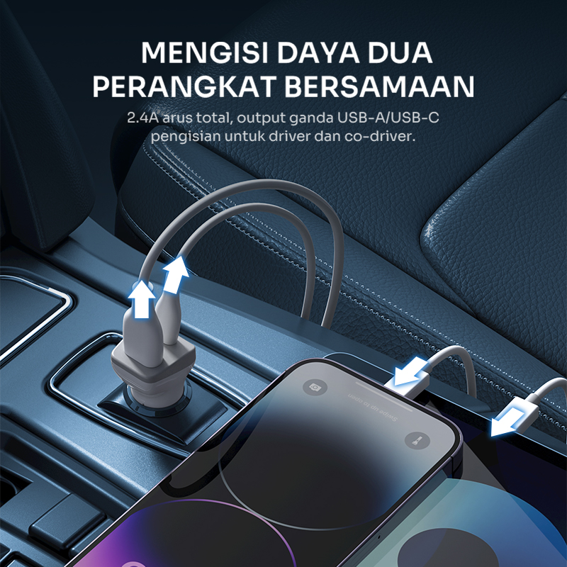 Jual ROBOT RT-C09 Car Charger Colokan Mobil - 2 Port USB & Type C ...