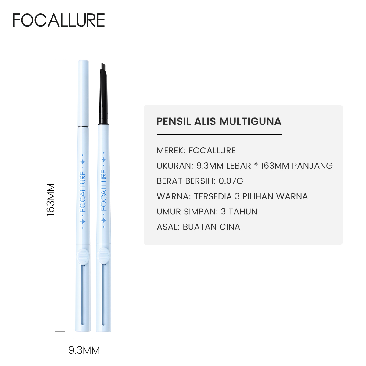 Jual FOCALLURE Pensil Alis 3-in-1 Pro-shaping Kuas & Pisau Cukur Bawaan ...