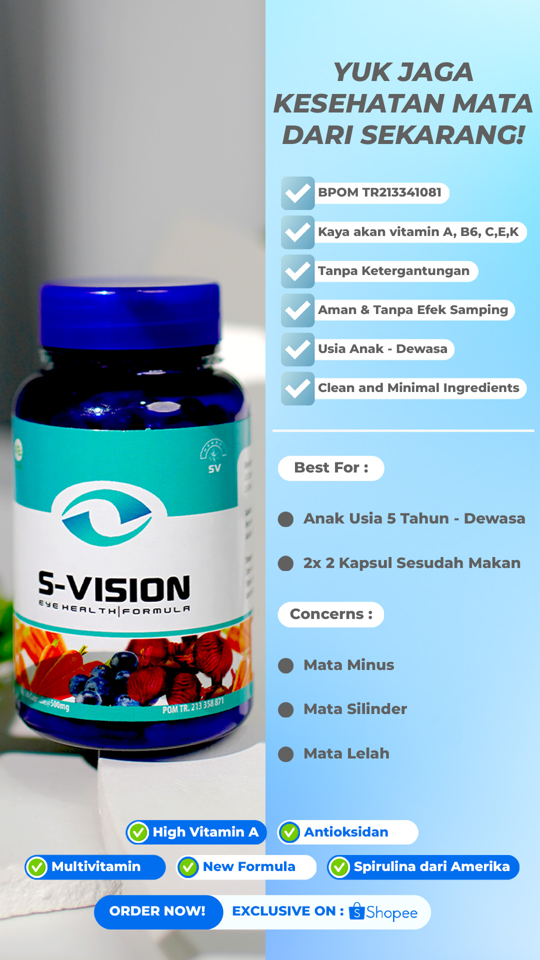 Jual Smart Vision - 1 Botol S-Vision [60 Kapsul] | Vitamin Mata Atasi ...