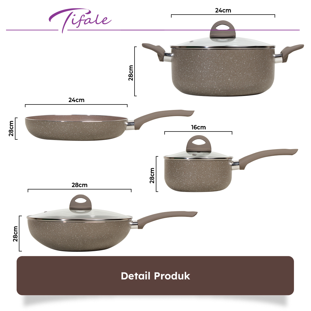 Jual Tifale Brown Granite Antilengket Peralatan Masak Dapur 7PCS Untuk ...