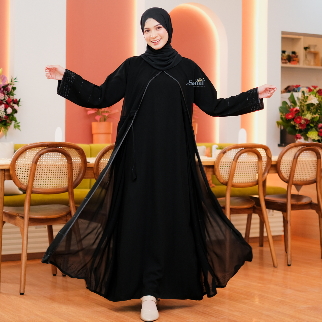 Jual Abaya Gamis Hitam Turkey - Motif Haura | Shopee Indonesia