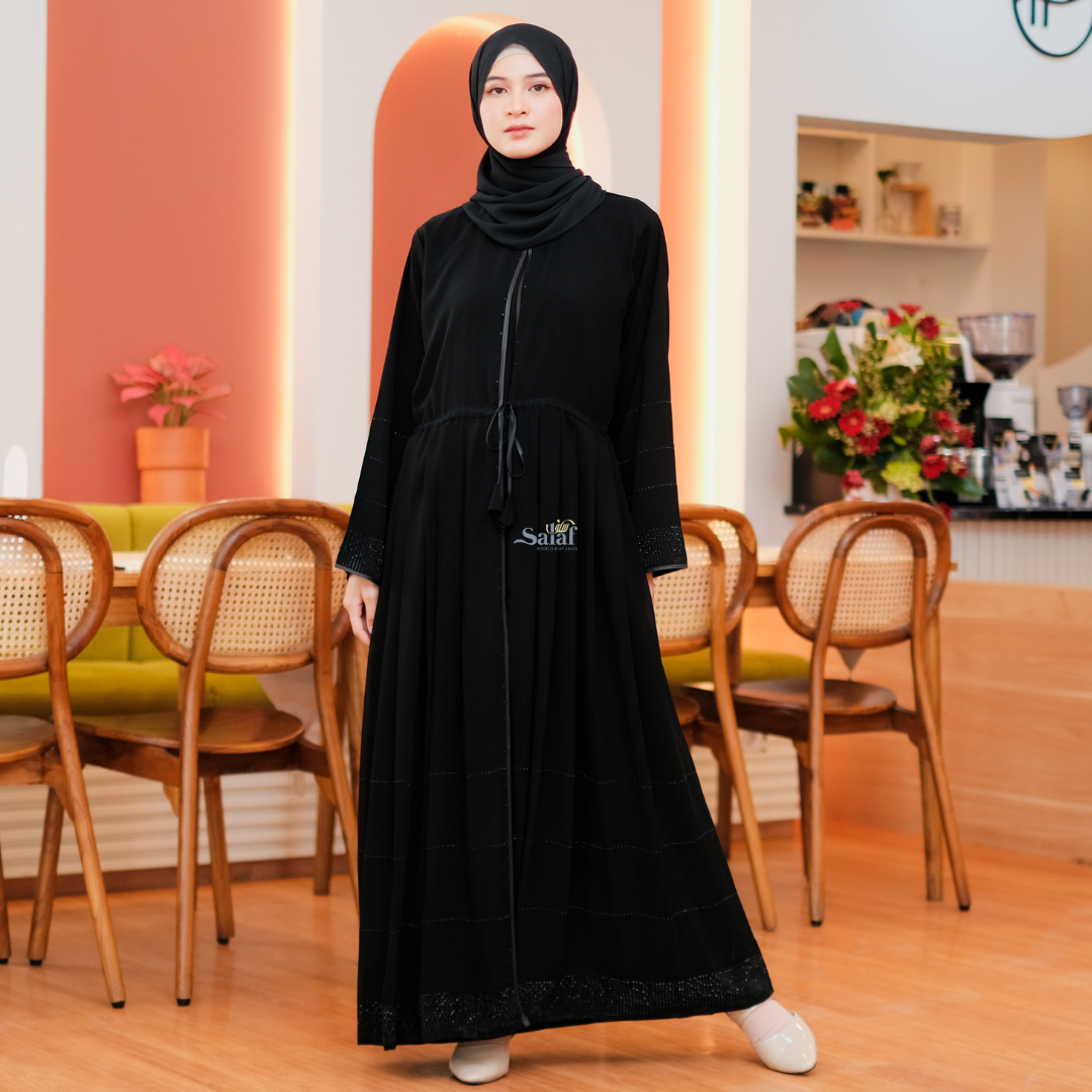 Jual Abaya Gamis Hitam Turkey - Motif Haura | Shopee Indonesia