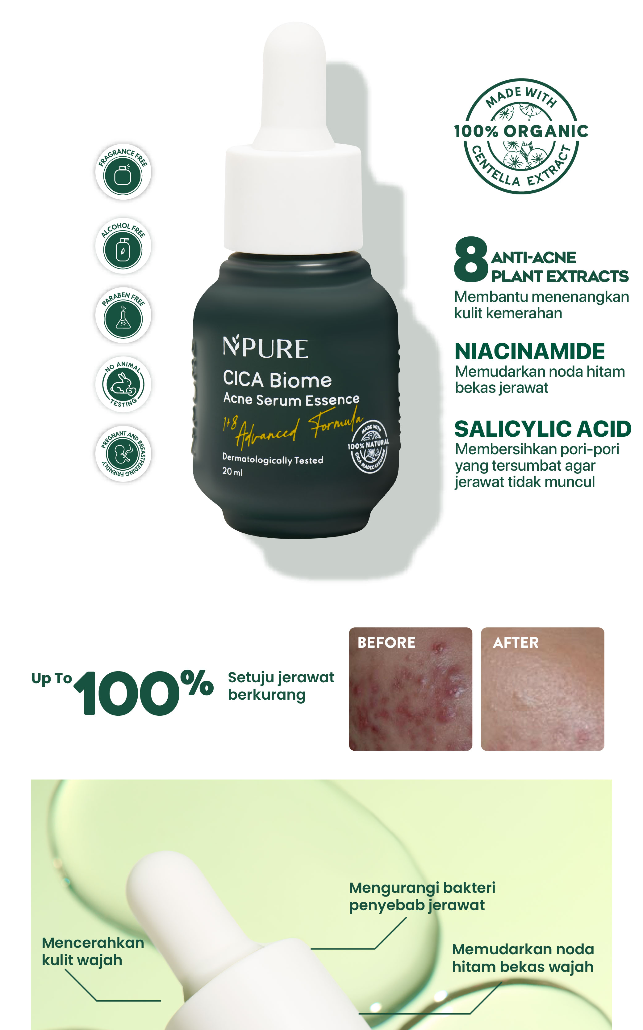 Jual NPURE Anti Acne Serum Cica (Centella) Biome 20 ml / Serum Anti ...