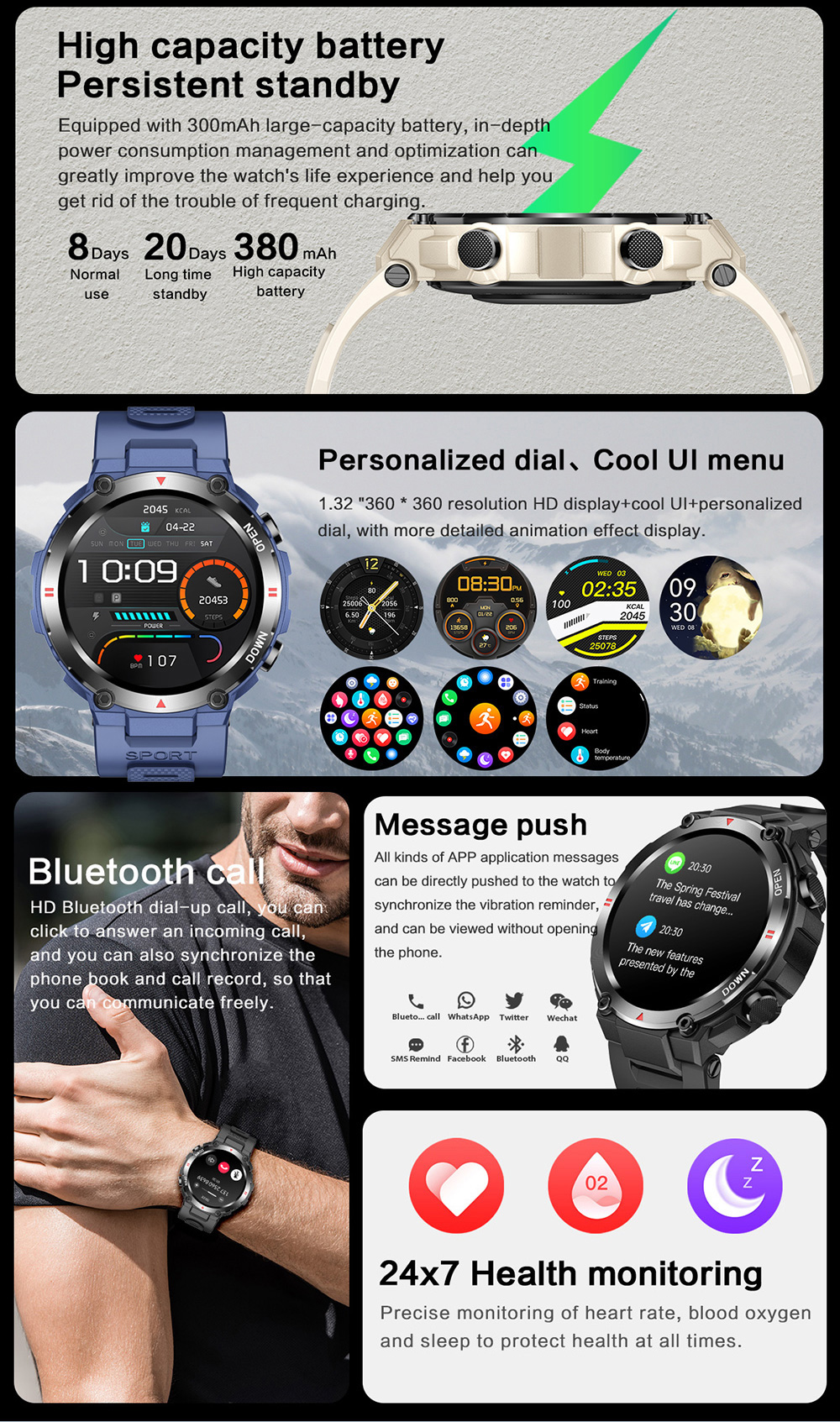 Jual Aolon Tetra R2 Smart Watch Men Sport Fitness Bluetooth Call Jam ...