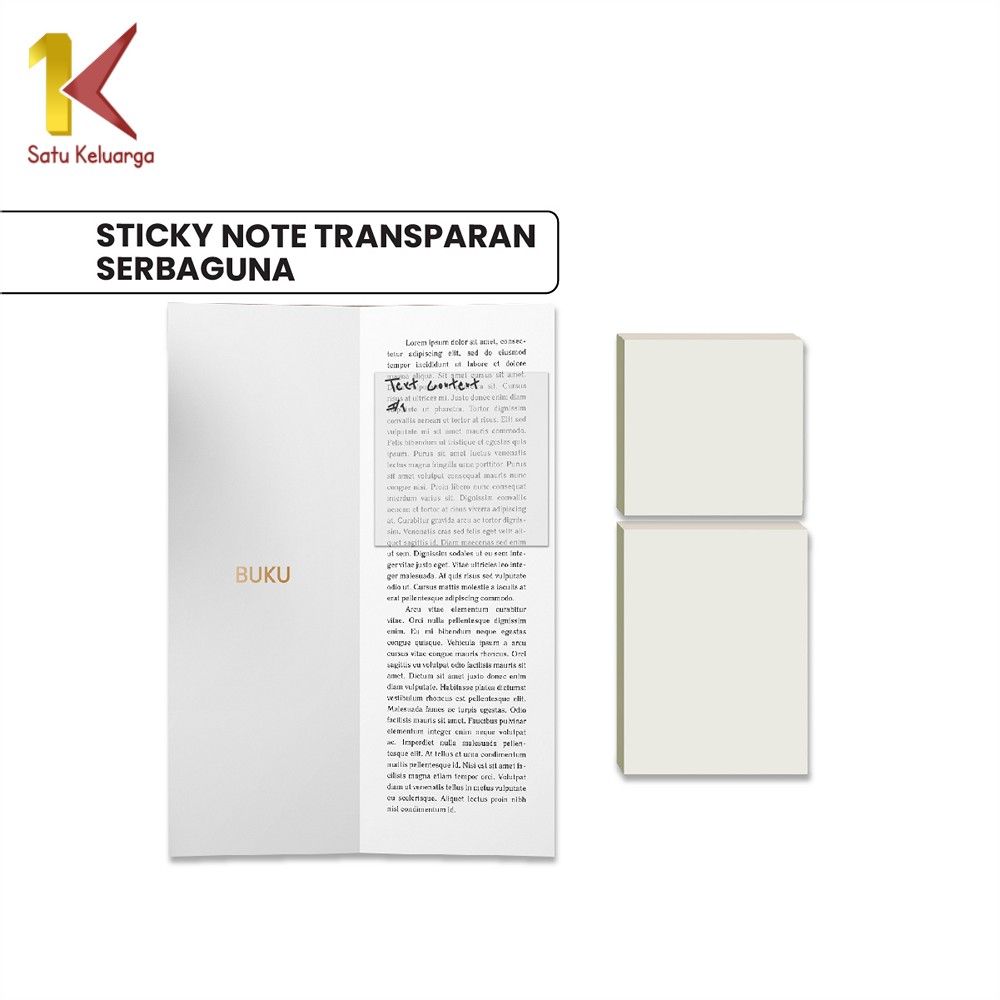 Jual Satu Keluarga Sticky Note Transparan Isi 50 Lembar A87 Memo Kertas ...