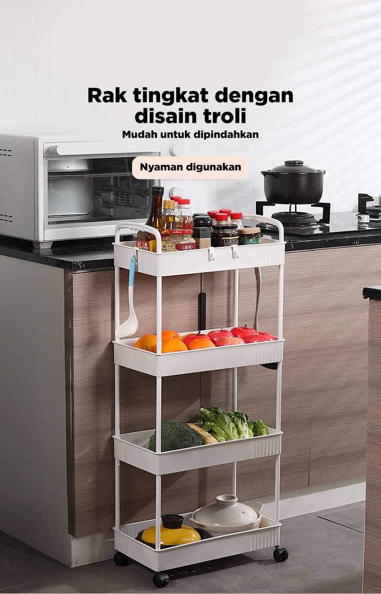 Jual Megam Rak Troli Susun Serbaguna Rak Dapur Toilet Kamar Tidur Salon ...