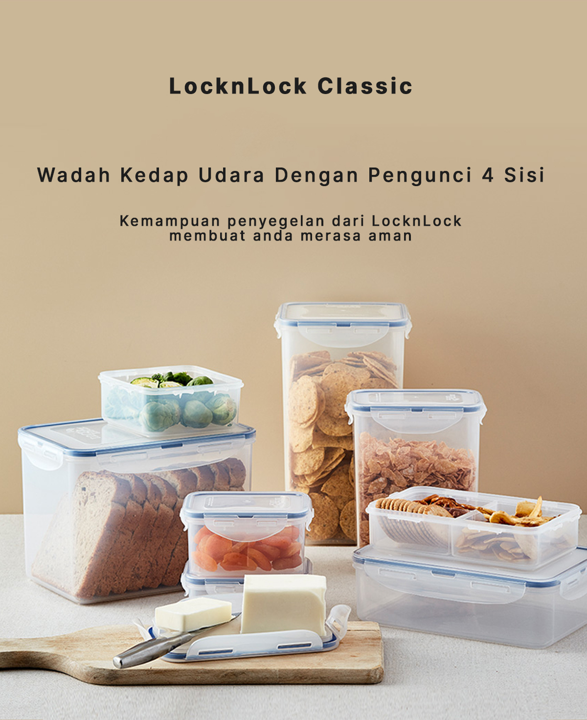 Jual LocknLock Classic Kotak Makan Rectangular Short 1.6L - HPL824 | Shopee Indonesia