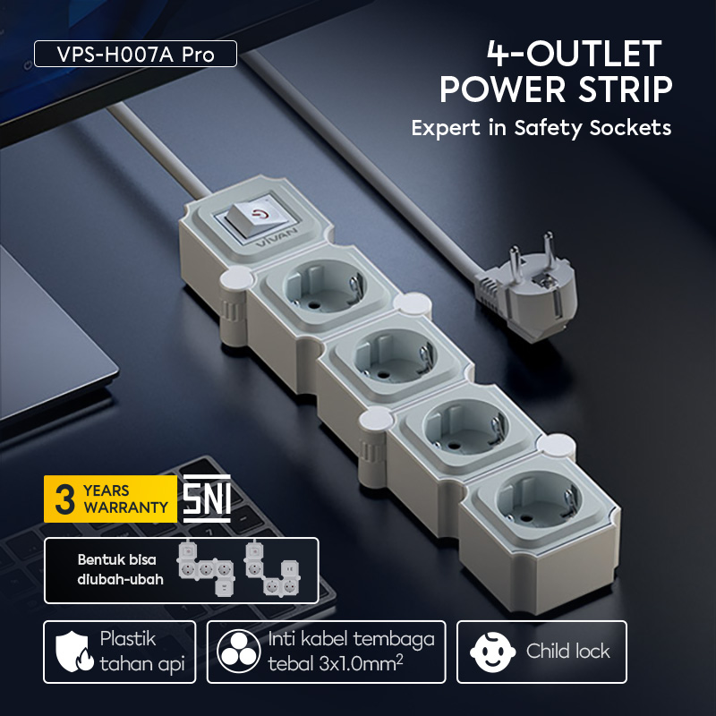 Jual VIVAN Safety Socket VPS-H PRO Series Saklar Adaptor Stop Kontak ...