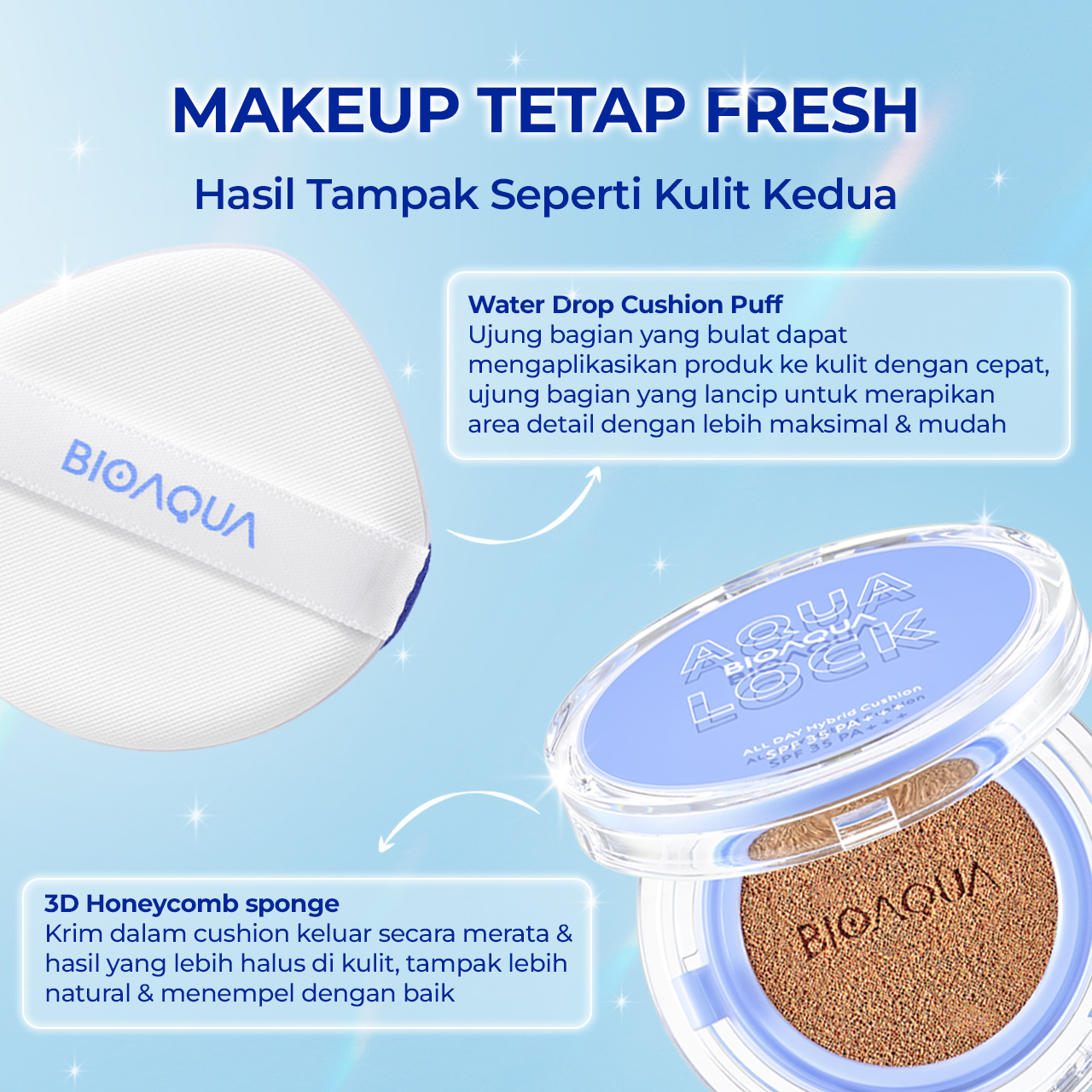 Jual BIOAQUA AquaLock ALL DAY Hybrid Cushion SPF35 PA+++ Bedak Cushion ...