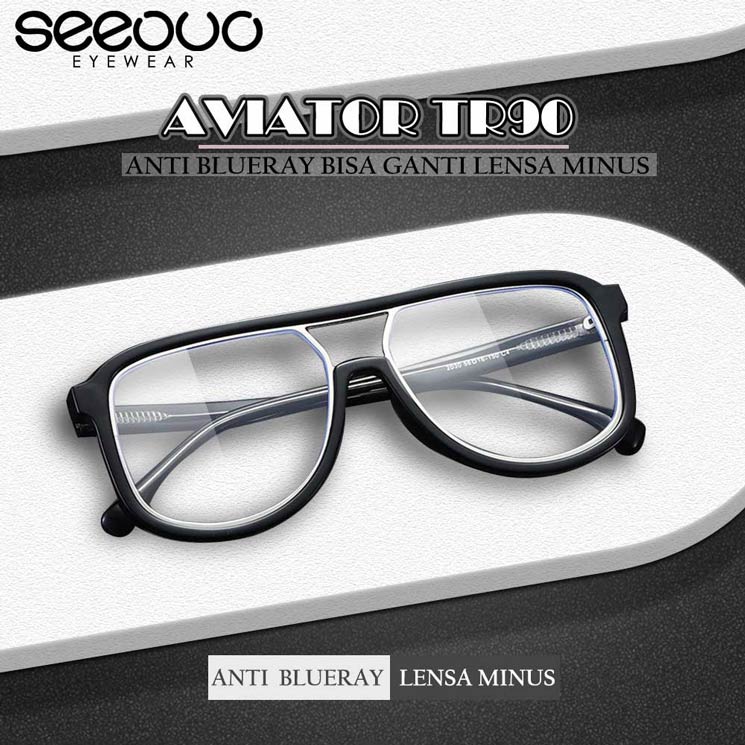 Jual Seeouo Kacamata Antiradiasi Blueray Model Aviator Stylish TR90 Simple Ringan Elegan Fashion ...