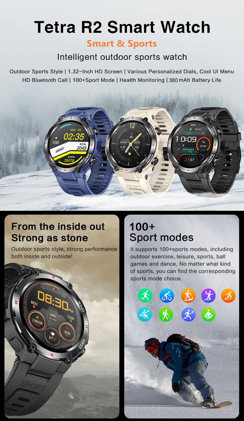 Jual Aolon Tetra R2 Smartwatch Waterproof IP68 Bluetooth Call Jam ...