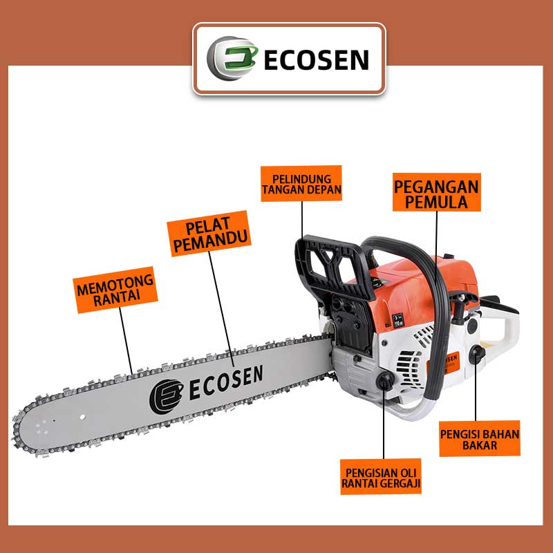 Jual ECOSEN Mesin Potong Kayu 58CC Chainsaw 2Tak Untuk Gergaji Mesin Alat Outdoor Mesin Gergaji ...