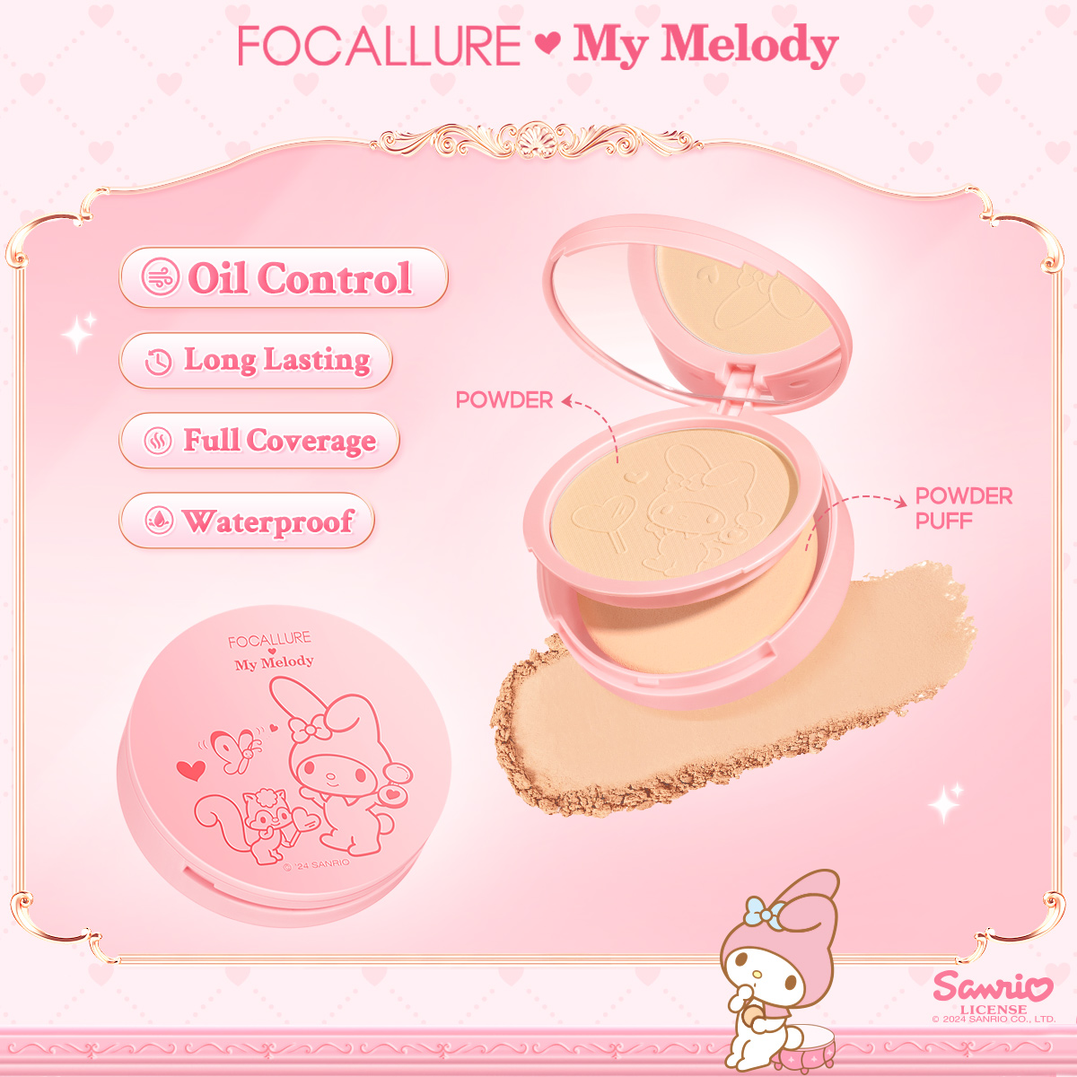 Jual FOCALLURE X Sanrio Pressed Powder Oil-control Matte #DressUpSlay ...