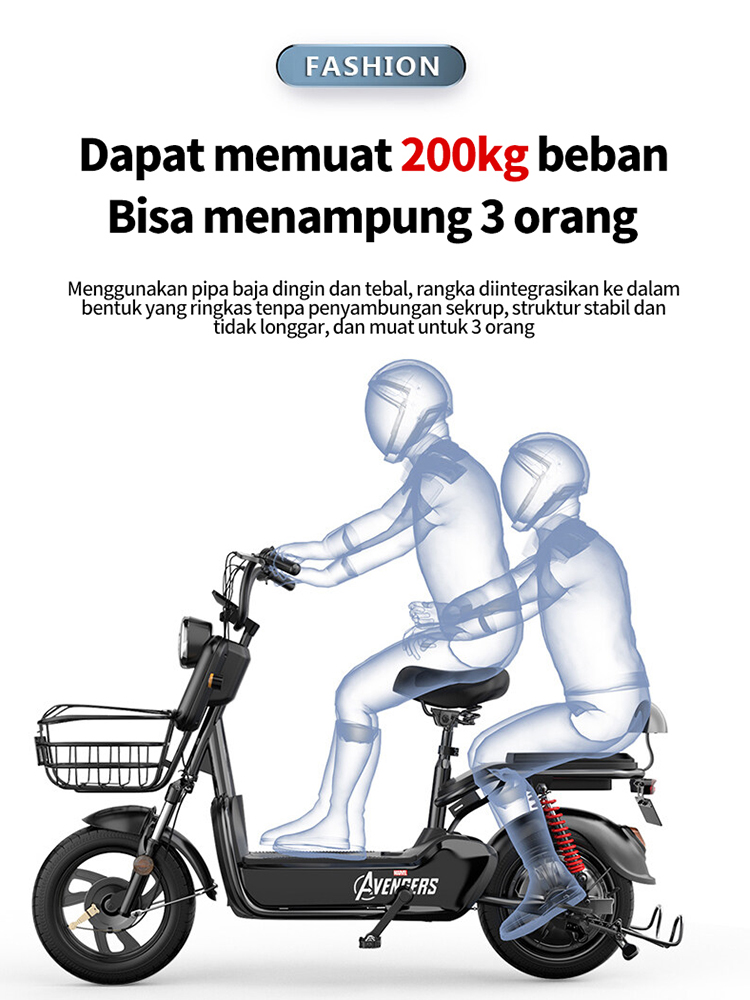 Jual Sepeda Listrik City 500 Watt Sepeda Motor 48V/12AH Sepeda Listrik ...