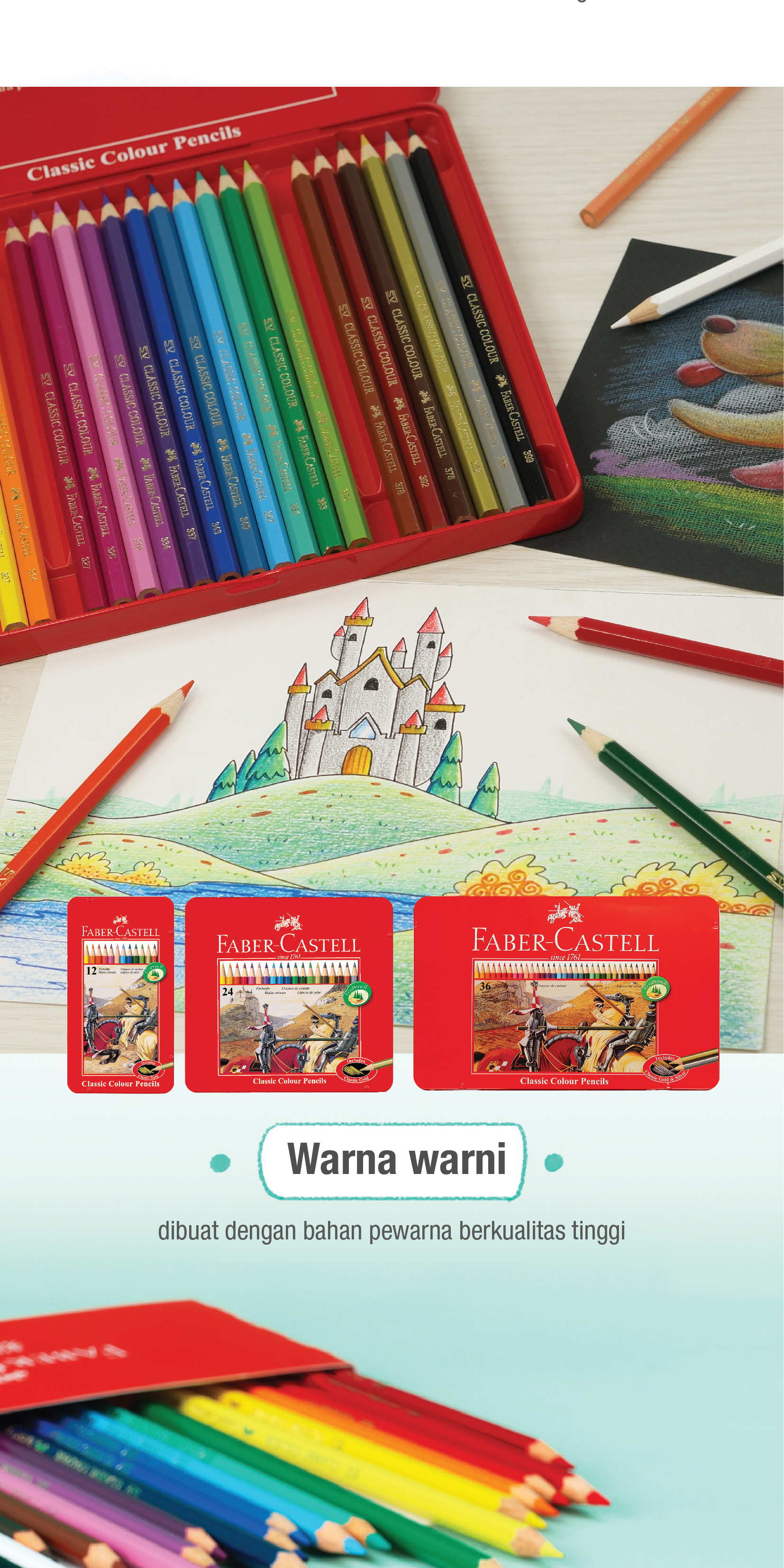 Jual Faber-Castell Pensil Warna Classic Colour Pencils set 12 ukuran ...
