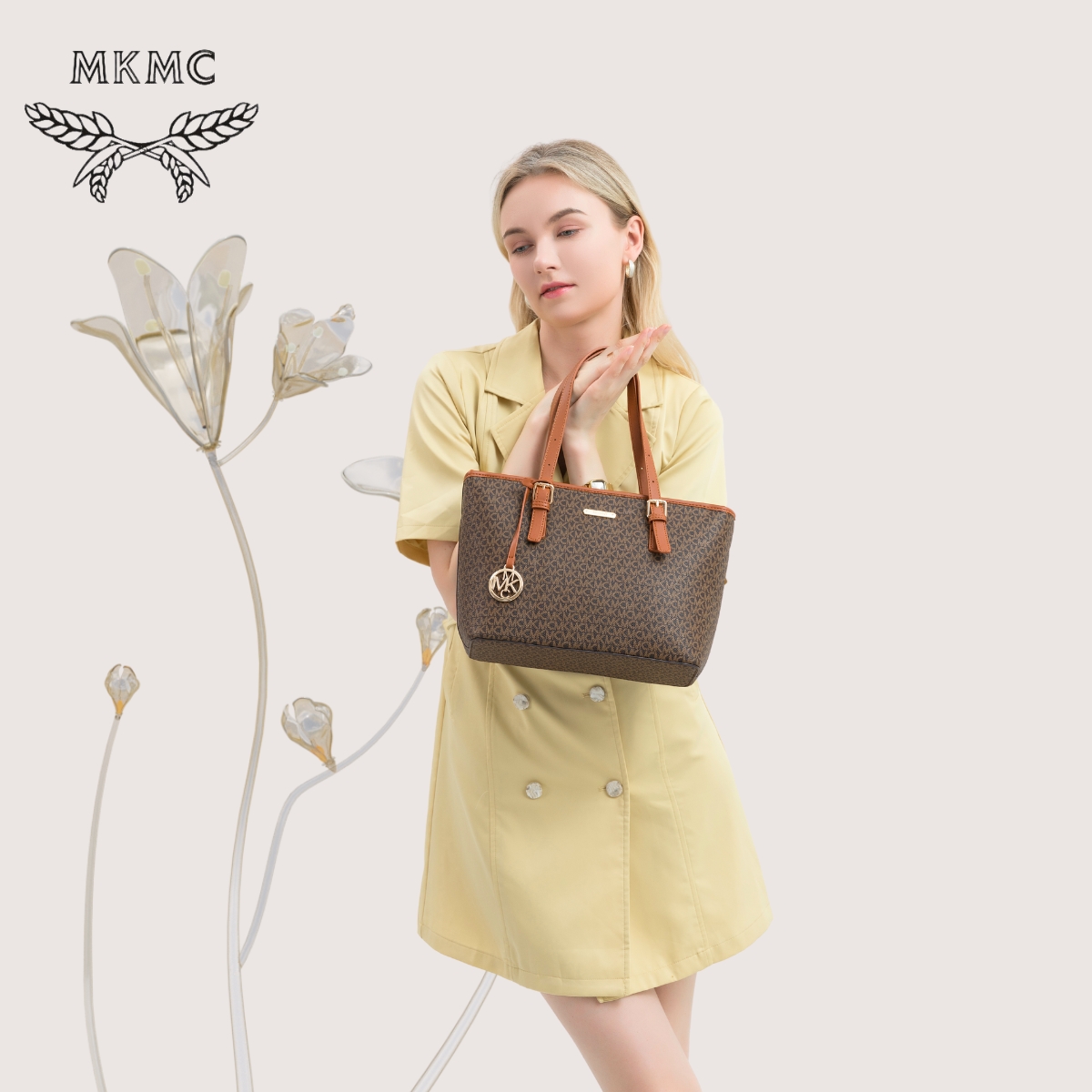 Jual MKMC Totebag Wanita Medium Tas Bahu Kulit Motif Monogram Korean ...