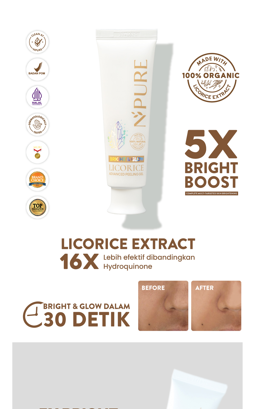 Jual NPURE Peeling Gel Licorice / Advance Exfoliating / Brightening ...