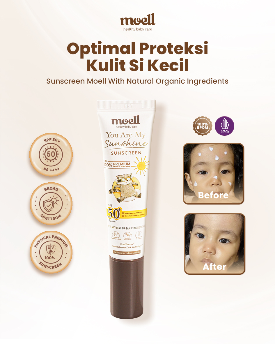 Jual Moell Face Protection Sunscreen 30ml & Face Cream 40ml - Physical ...